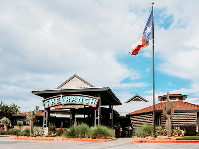 The Texas flag stands sentinel over this rustic-meets-refined oasis, where corporate America takes a delicious detour into Hill Country hospitality.