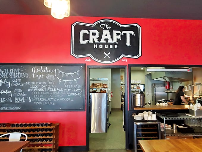 The Craft House's charming exterior beckons with its classic white siding and distinctive black signage—like a culinary lighthouse guiding hungry travelers home.