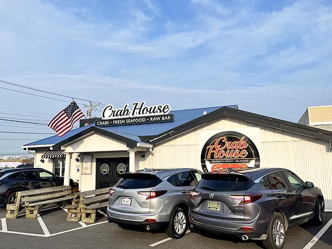 This unassuming exterior hides Delaware's best-kept secret - crab cakes that'll make you question everything.