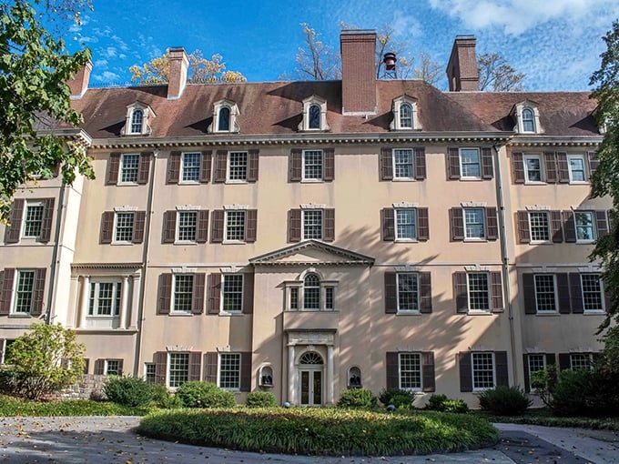 This mansion doesn't just whisper elegance – it practically shouts it from every perfectly proportioned window.