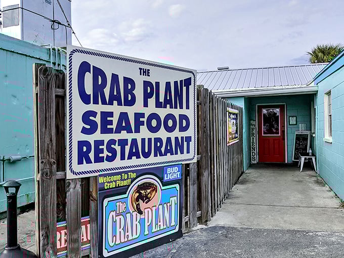 The unassuming blue exterior of The Crab Plant is Florida's version of a treasure map – X marks the spot where seafood dreams come true.