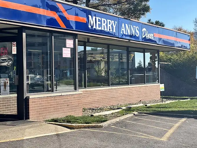 The blue and orange beacon of Merry Ann's Diner glows like a midnight oasis, promising salvation in the form of perfectly crispy hash browns and endless coffee.