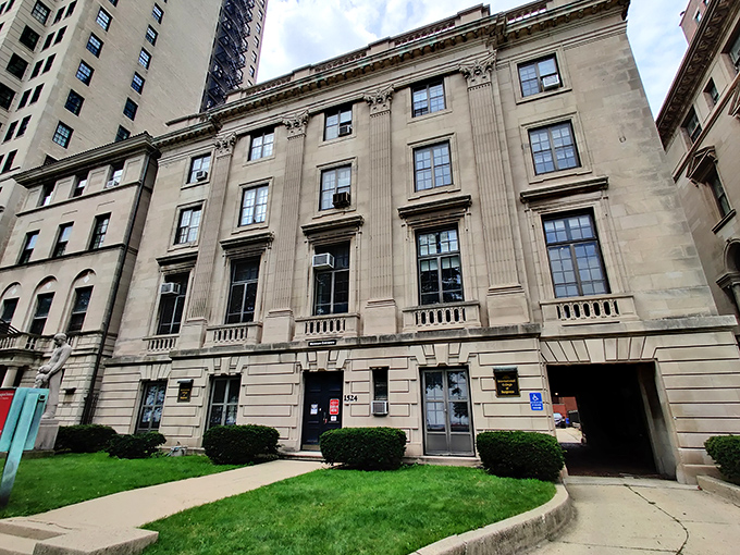 Stately limestone elegance hides macabre treasures within. This Gold Coast mansion looks more "diplomatic residence" than "home of historical amputation saws."