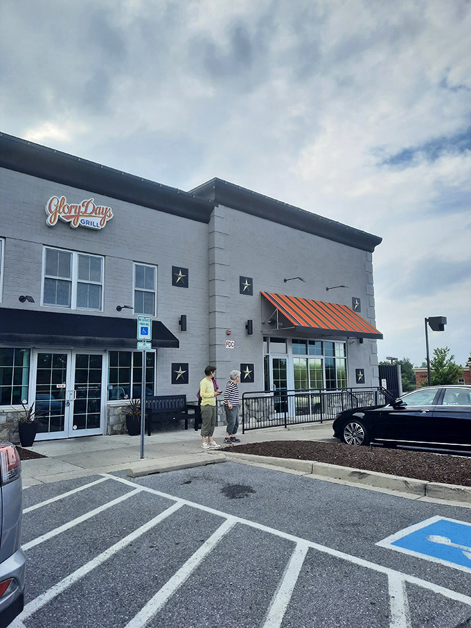 The brick facade of Glory Days Grill welcomes hungry patrons like an old friend who happens to make killer ribs. Sports and comfort food await inside.