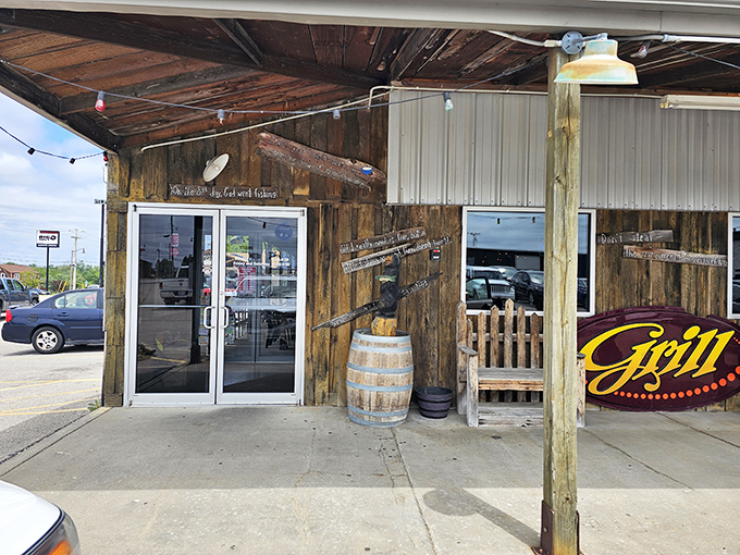 The rustic wooden exterior of Dowd's Catfish House promises no pretension—just the authentic Ozark experience that serious catfish lovers crave.