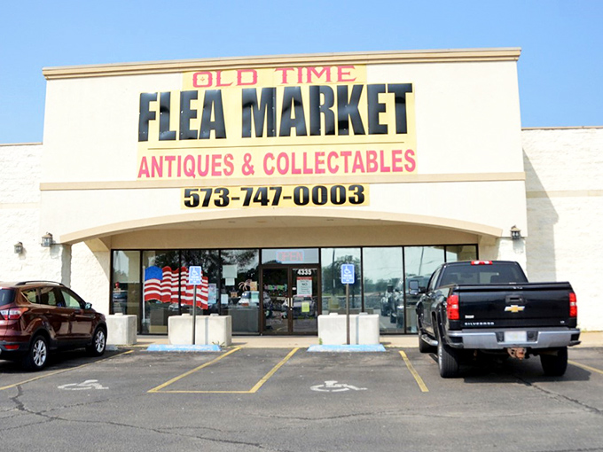 The unassuming facade of Old Time Flea Market in Farmington hides a treasure trove within. Like finding the perfect diner on a road trip, the thrill is in the discovery.
