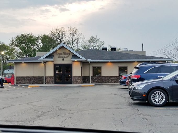 The unassuming exterior of Lyn-Way Restaurant in Ashland hides culinary treasures within. Like finding a $20 bill in last year's winter coat – unexpected joy awaits!