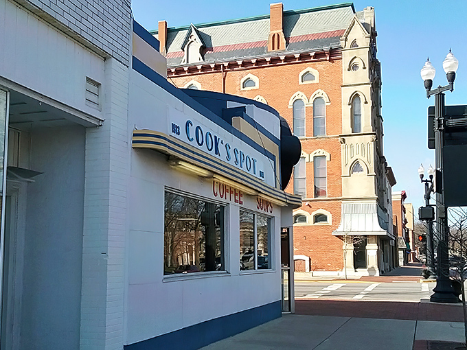 The iconic blue and white Art Deco façade of The Spot Restaurant stands proudly in downtown Sidney, a beacon of comfort food that's been calling Ohioans home since FDR was in office.