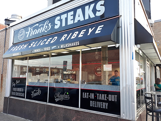 The unassuming storefront of Frank's Steaks & Burgers – where Philly's cheesesteak cognoscenti go when they're serious about their sandwich game.