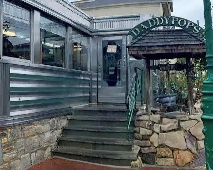 The classic stone pillars and vintage signage of Daddypops aren't just welcoming you to breakfast—they're inviting you to step back in time.