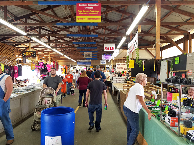The bustling indoor corridors of Anderson Jockey Lot, where treasure hunters navigate a maze of possibilities every weekend.