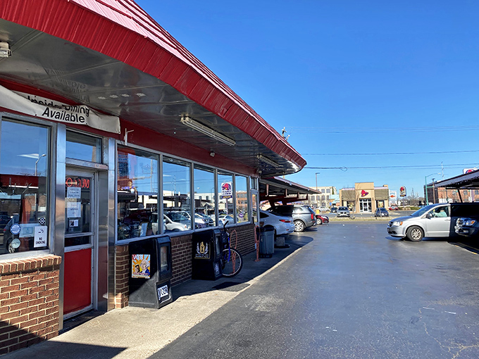 The iconic red roof of Doumar's beckons like a culinary lighthouse, promising comfort food treasures that generations of Virginians have treasured.