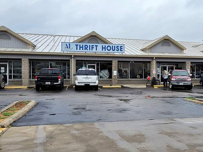 The unassuming exterior of AL Thrift House belies the wonderland of treasures waiting inside. Texas-sized bargains behind a modest façade.
