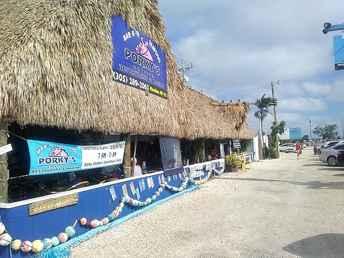 That thatched roof isn't just for show—it's survived more hurricanes than I've had hot meals. Pure Florida Keys authenticity at its finest.