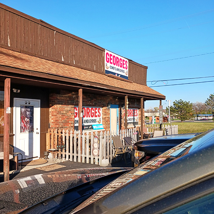 The unassuming brick exterior of George's might not stop traffic, but locals know this modest façade hides culinary treasures worth any detour.