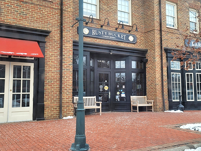 The brick façade and black trim of Rusty Bucket's New Albany location feels like that perfect neighborhood spot you'd hate to share but can't help bragging about.