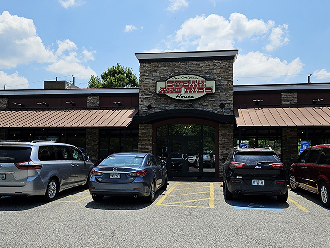 The stone-and-wood facade doesn't scream "meat paradise," but that's how the best treasures are—hiding in plain sight off Market Place Boulevard.