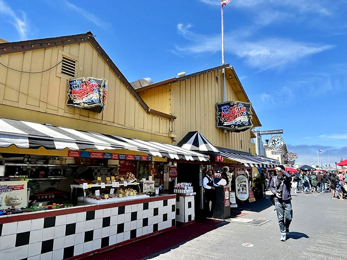 That iconic yellow sign has been beckoning hungry seafood lovers to Monterey's Fisherman's Wharf for decades. Like a maritime lighthouse for the culinarily adrift.