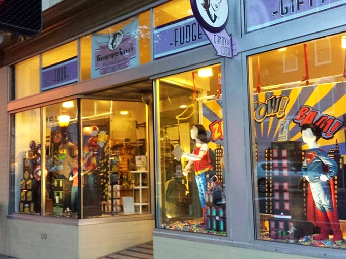The storefront's whimsical painted windows aren't just decoration—they're a portal to your childhood. One glance and you're already tasting memories.