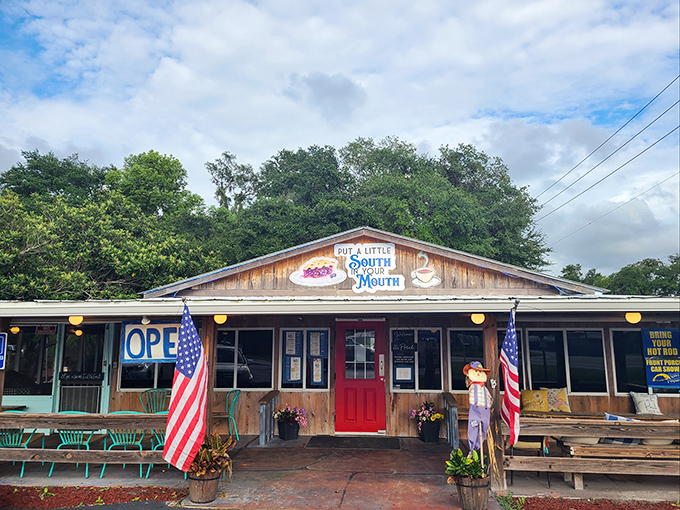 The promise of "Put a Little South in Your Mouth" isn't just clever signage—it's a guarantee this unassuming wooden treasure delivers on with every bite.