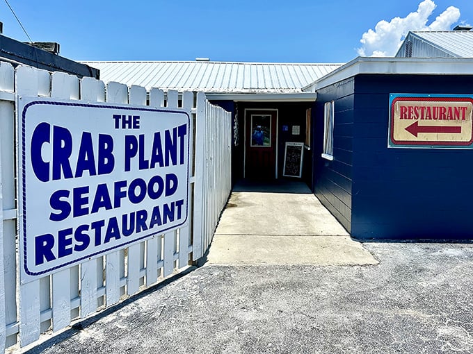 The unassuming blue exterior of The Crab Plant is Florida's version of a treasure map – X marks the spot where seafood dreams come true.