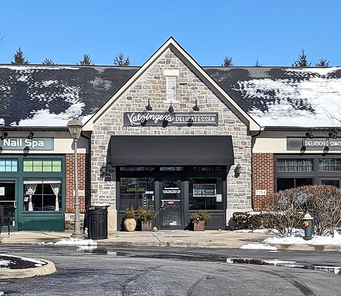 The stone facade of Katzinger's Dublin stands like a delicious fortress, promising sandwich salvation to all who enter its hallowed doors.