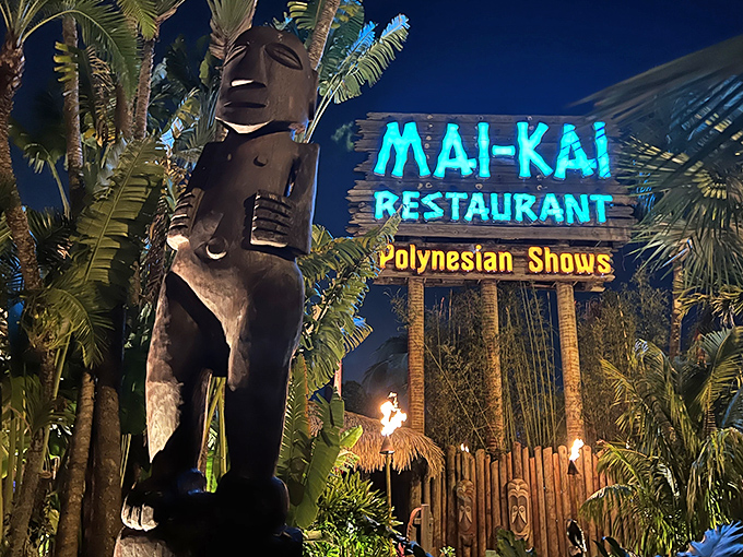 The iconic Mai-Kai sign glows like a beacon of tropical promise, while tiki statues stand guard. Paradise isn't a plane ride away—it's right here in Fort Lauderdale.