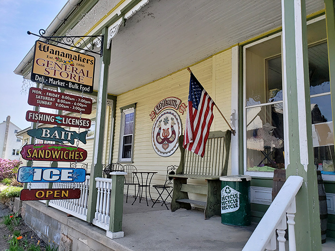 The purple facade of Wanamaker's isn't just eye-catching—it's a promise that what awaits inside isn't your average country store experience.