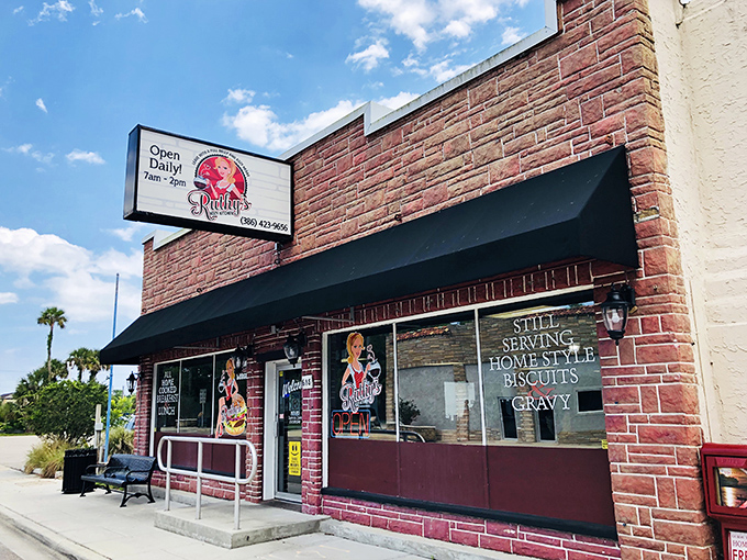 The unassuming brick exterior of Ruthy's Kozy Kitchen promises what every great diner should: homestyle cooking without pretension. The sign doesn't lie—this place is genuinely kozy.