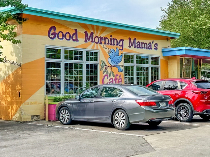 The sunshine-yellow exterior of Good Morning Mama's isn't just a building—it's a morning mood elevator disguised as a former gas station.