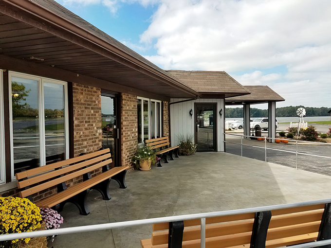 Nestled along the water's edge, Stoll's stone exterior promises comfort food with a side of serenity. The lake reflection doubles your pleasure before you even step inside.
