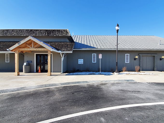 The architectural equivalent of comfort food – this weathered wooden exterior promises authentic Midwestern hospitality before you even reach the door.