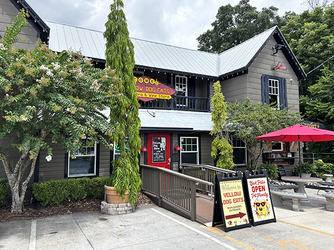 The historic gray building with its cheerful yellow sign beckons like an old friend who happens to make killer BBQ. Welcome to flavor country!