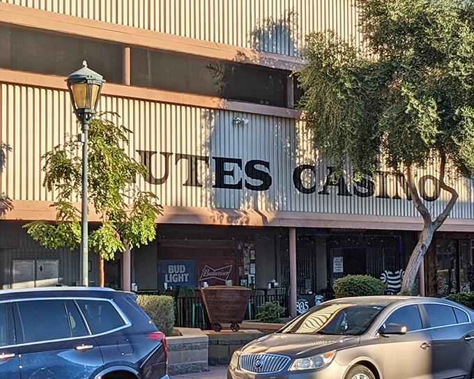 The unassuming exterior of Lutes Casino stands like a desert mirage in downtown Yuma, promising culinary adventures behind its vintage façade.