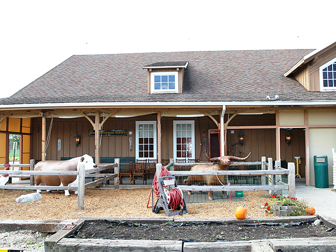 That railroad crossing sign isn't just decoration – it's your first hint that culinary magic awaits inside.
