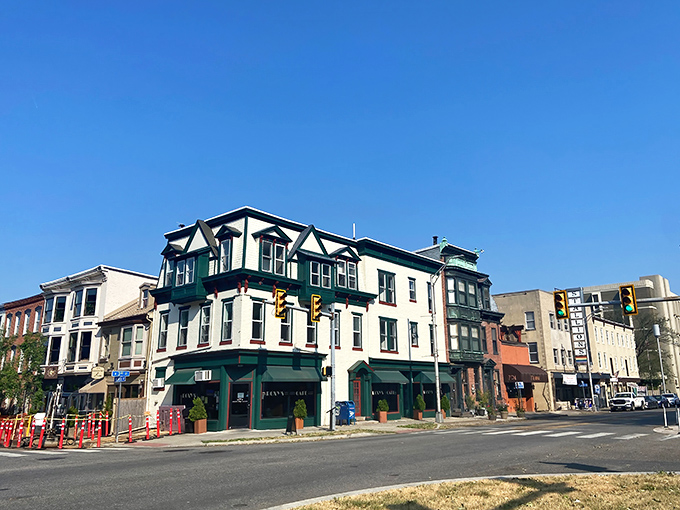A corner slice of Harrisburg history where green trim and classic architecture invite you in for comfort food that won't break the bank.