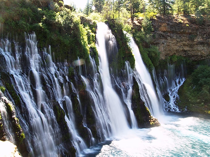 Nature's masterpiece in full display – Burney Falls cascades 129 feet in a hypnotic ballet of water and light that makes Niagara text you, "We need to talk."