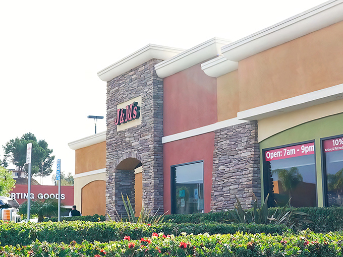 Stone and stucco charm meets small-town hospitality – J & M's exterior promises comfort food treasures within.
