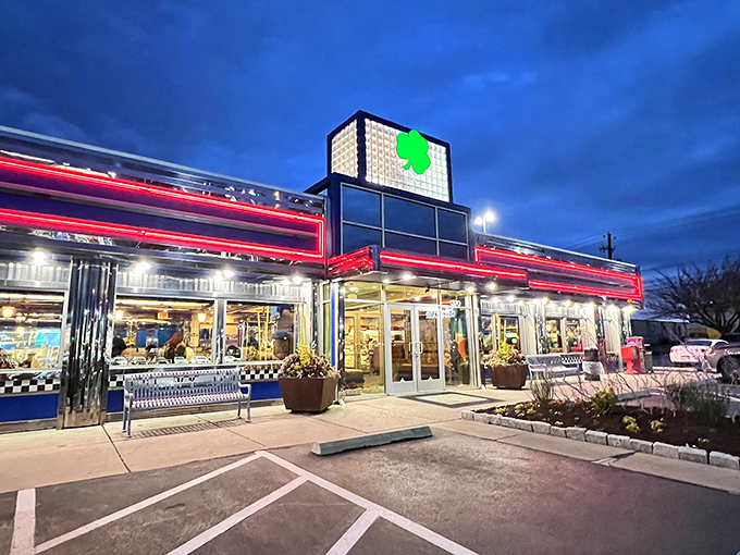The classic blue and white sign beckons like an old friend. Lyndon Diner stands proudly along Route 30, promising comfort food salvation to weary travelers and locals alike.
