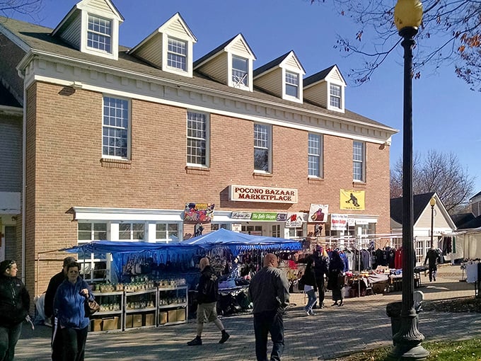 The brick facade of Pocono Bazaar stands like a promise of treasures waiting to be discovered inside. Pennsylvania's answer to Ali Baba's cave!