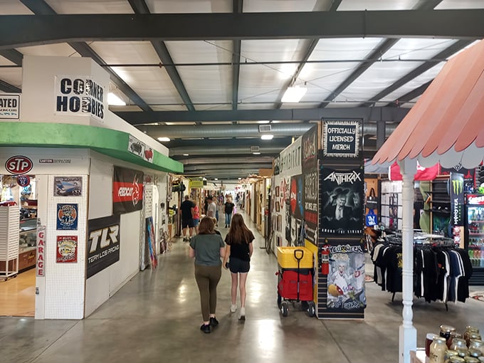 Wide aisles lead to endless possibilities at Tri Cities Flea Market. Who knew treasure hunting could be so organized yet chaotic at the same time?