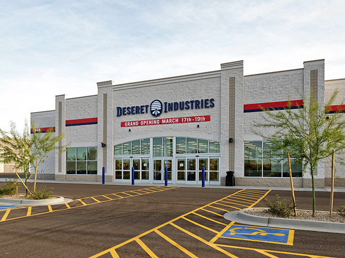 The white-walled wonderland of Deseret Industries stands like a bargain hunter's Taj Mahal under Arizona's brilliant blue sky.