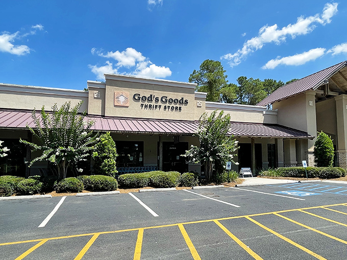 The unassuming exterior of God's Goods Thrift Store in Bluffton hides a treasure trove within. Like finding an oasis in a strip mall desert.