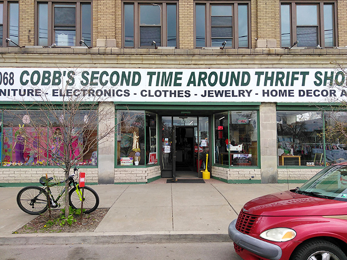 The unassuming brick facade of Cobb's hides a treasure trove within, like finding an entire amusement park inside what you thought was just a photo booth.