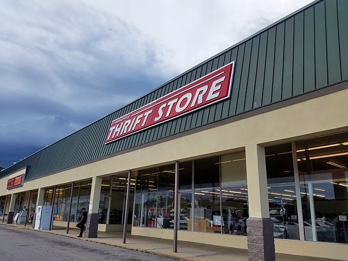 The green-roofed retail promised land beckons with its bold red signage. Treasure hunters, prepare your carts!