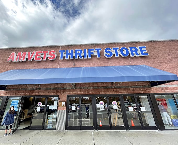 The unassuming brick facade of AMVETS hides a universe of treasures within. Like a retail TARDIS, it's somehow bigger on the inside than physics should allow.v