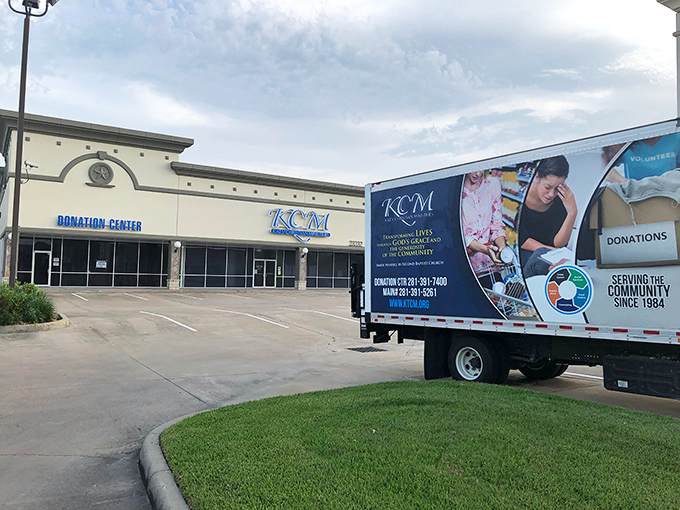 The unassuming exterior of KCM Resale Store hides a treasure trove within. Like a Vegas casino, there are no windows to distract you from the mission ahead.