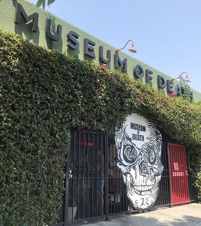 The Museum of Death's Hollywood Boulevard storefront doesn't hide what's inside – mortality meets tourism head-on.