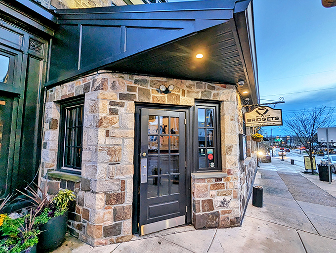 The stone façade of Bridget's welcomes you like an old friend, its warm glow promising culinary treasures within this Ambler gem.