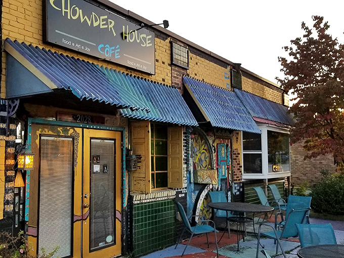 The yellow doors and blue awnings of Chowder House Cafe beckon like a colorful oasis in Akron. This maritime-themed gem proves great seafood can thrive 700 miles from any ocean.